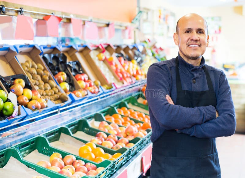 Salesman Working Fruit Section Stock Photos - Free & Royalty-Free Stock ...