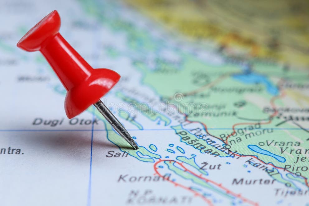 Sali, Croatia pin on map stock photo. Image of close - 370074822