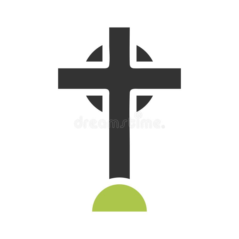 Salib Icon Solid Green Grey Colour Easter Symbol Illustration Stock ...