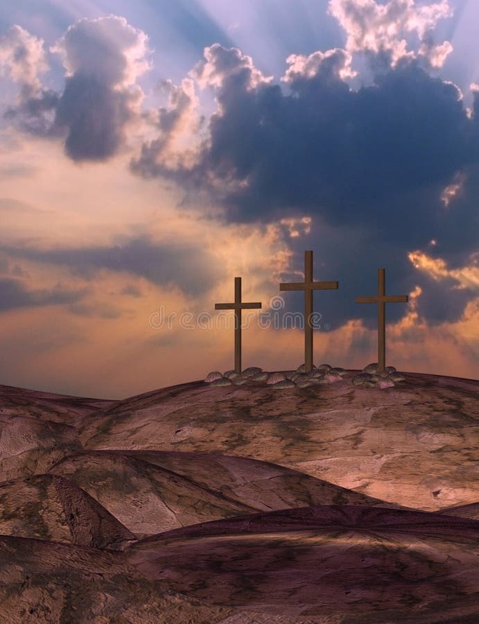 Tres cruces con la paloma ilustración del vector. Ilustración de biblia ...