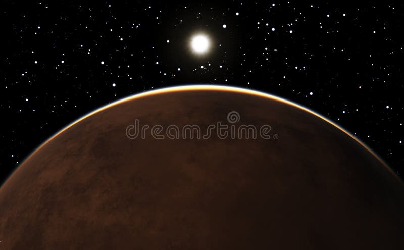 Salida Del Sol Sobre El Planeta Marte Stock de ilustración ...