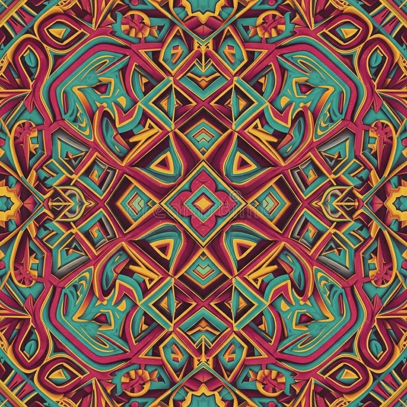 Intricate Psychedelic Geometric Pattern with Vibrant Colors Stock Photo ...