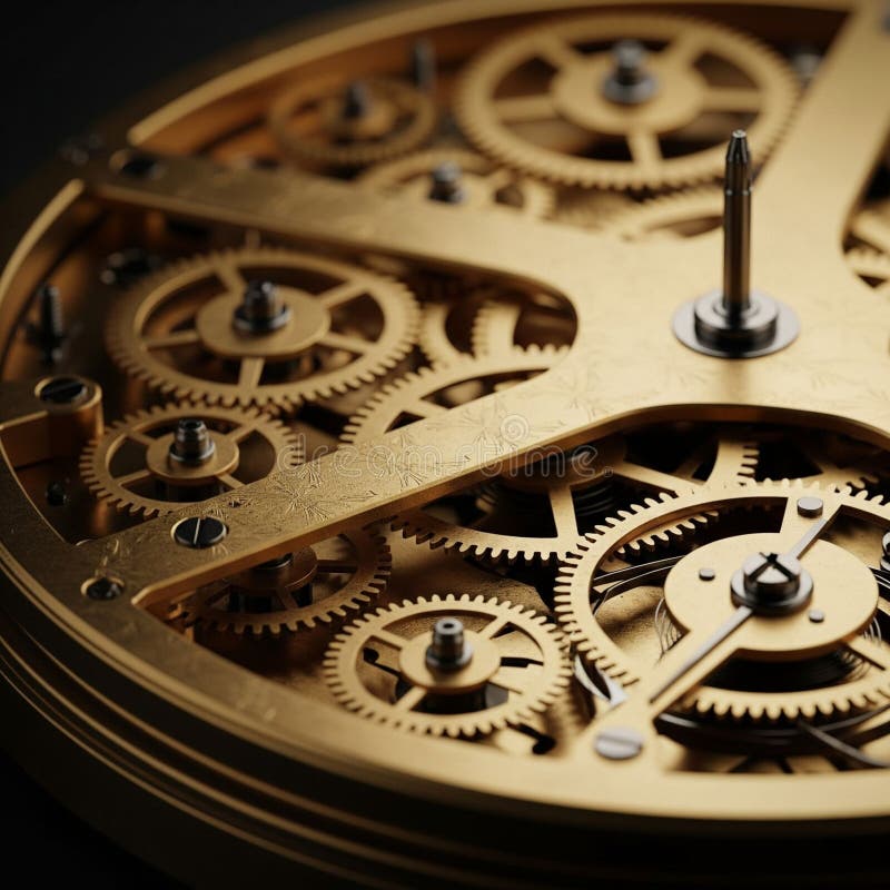 Intricate Golden Watch Mechanism Close-up - Clockwork Gears Stock Image ...