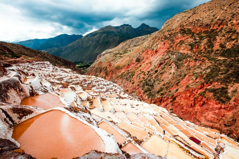 Salinas De Maras. Aerial View of Salt Mines of Maras Situated in the ...