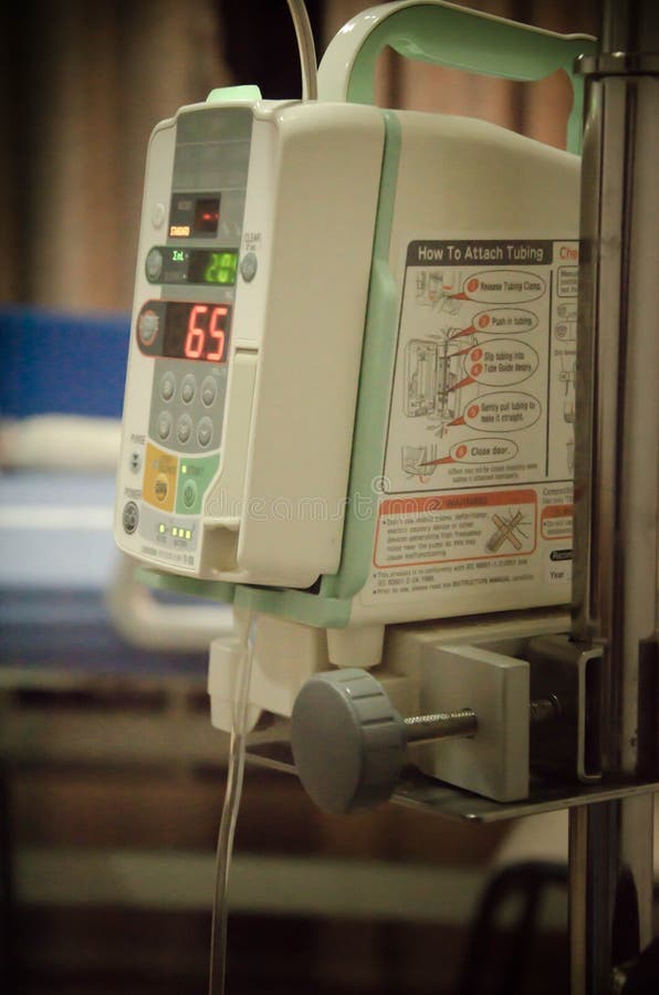 Saline Machine Near the Patient Bed Stock Image - Image of automatic ...