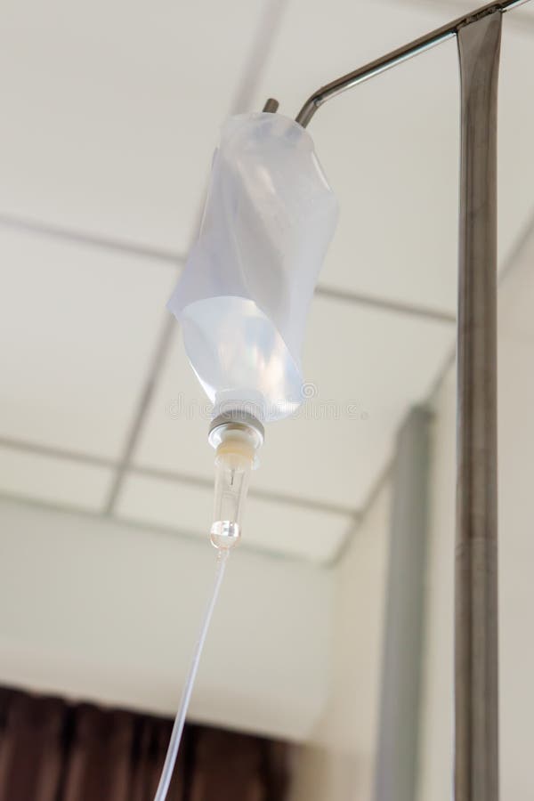 Saline Solution IV at Hospital Room. Stock Photo - Image of intravenous ...