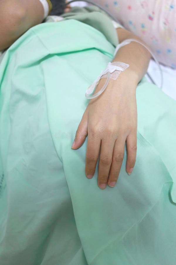 Saline Solution on Patients Woman Hand. Stock Photo - Image of solution ...