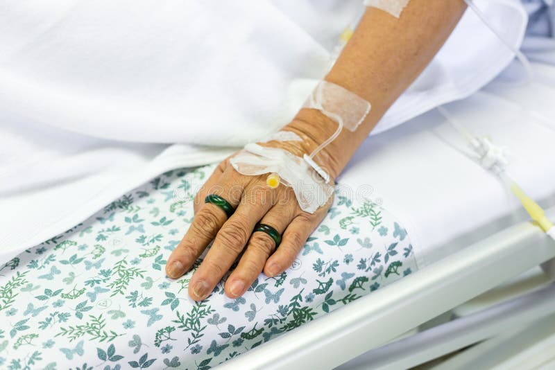 Saline Solution To Patient Hand Stock Image - Image of tape, cure: 96034209