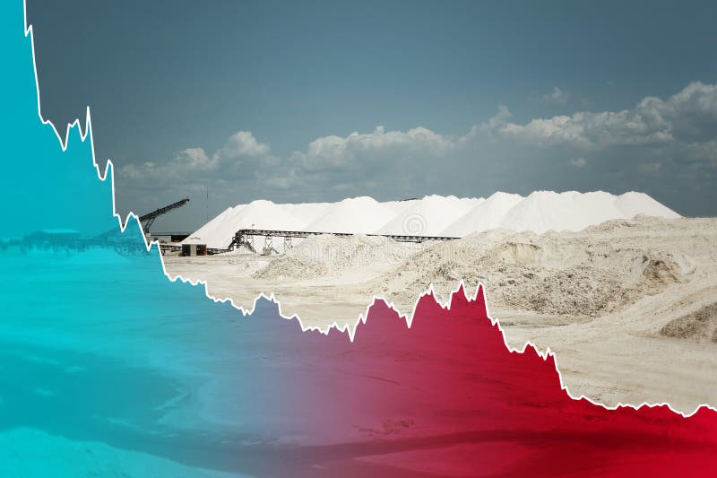 Salinity Crisis. Chart and Salt Harvesting and Refining Factory. Stock ...