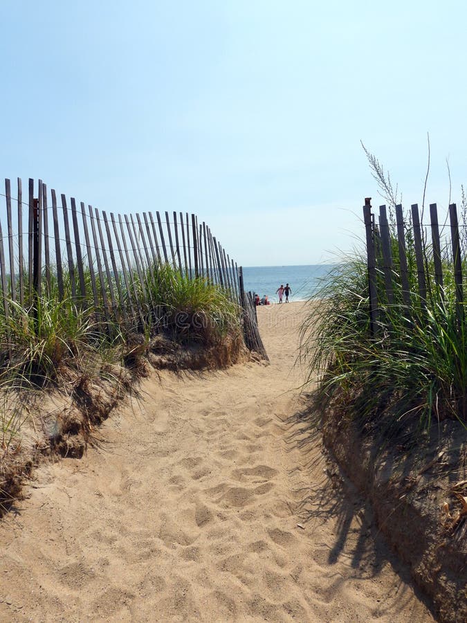 Salisbury Beach Dune Path To Ocean in Gloucester Mass Stock Photo ...