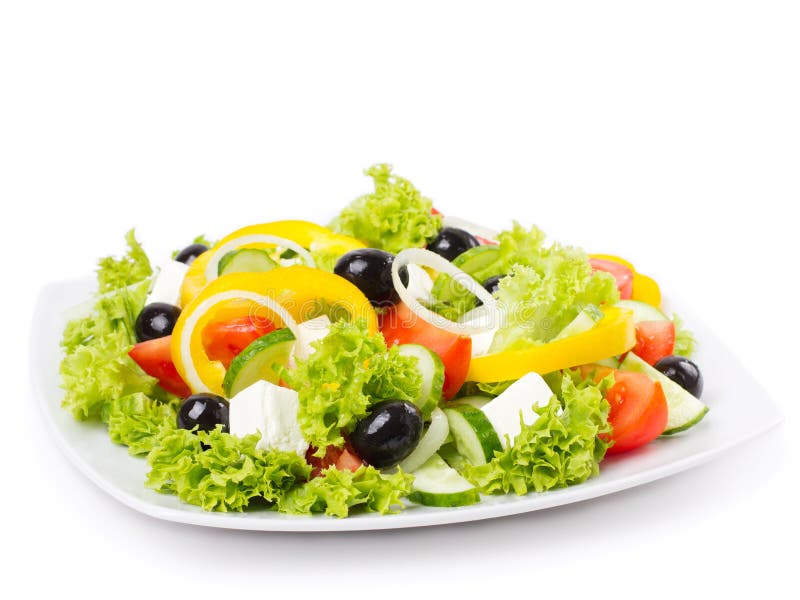 Set med olika sallader arkivfoto. Bild av persika, maträtt - 26735870