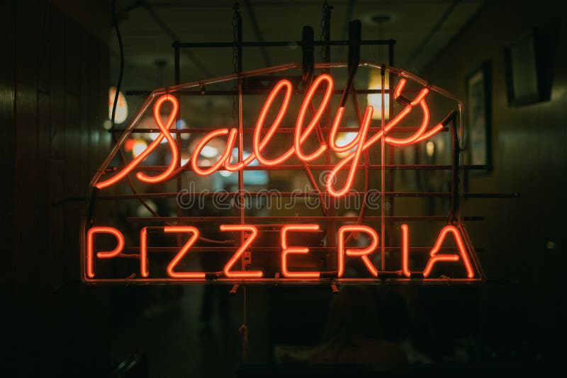 Sallys Apizza Neon Sign, New Haven, Connecticut Editorial Photo - Image ...