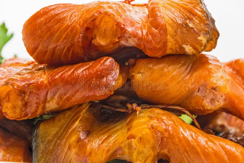 Smoked backs of red fish stock image. Image of culinary - 100526917