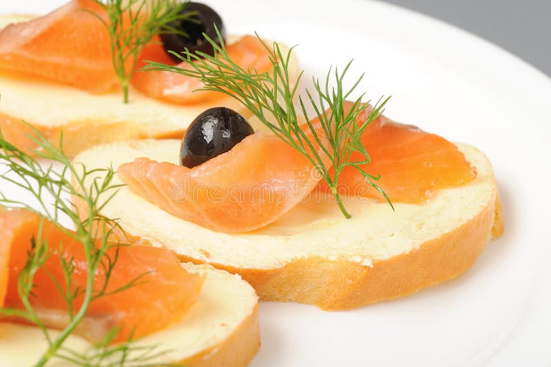 Salmon on bread stock photo. Image of food, gourmet, brightly - 22446908