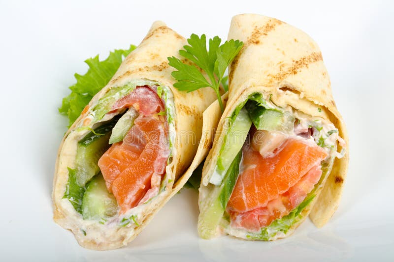 Salmon bread roll stock photo. Image of green, cuisine - 134746520
