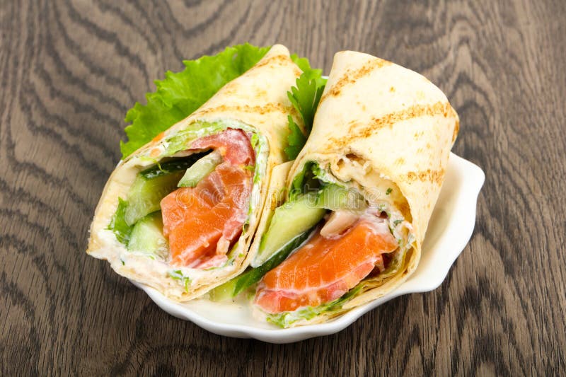 Salmon bread roll stock photo. Image of bread, isolated - 136885090