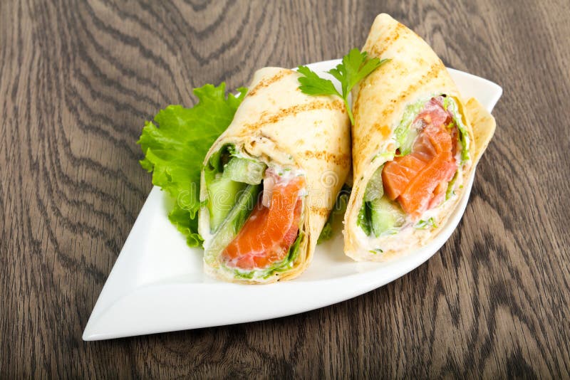 Salmon bread roll stock image. Image of cream, roll - 138381753