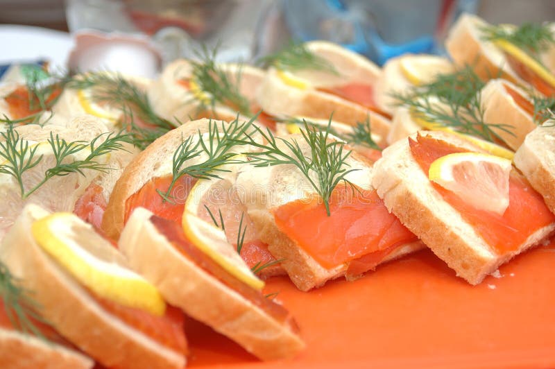 Salmon bread slices stock photo. Image of fish, served, restaurant - 51264
