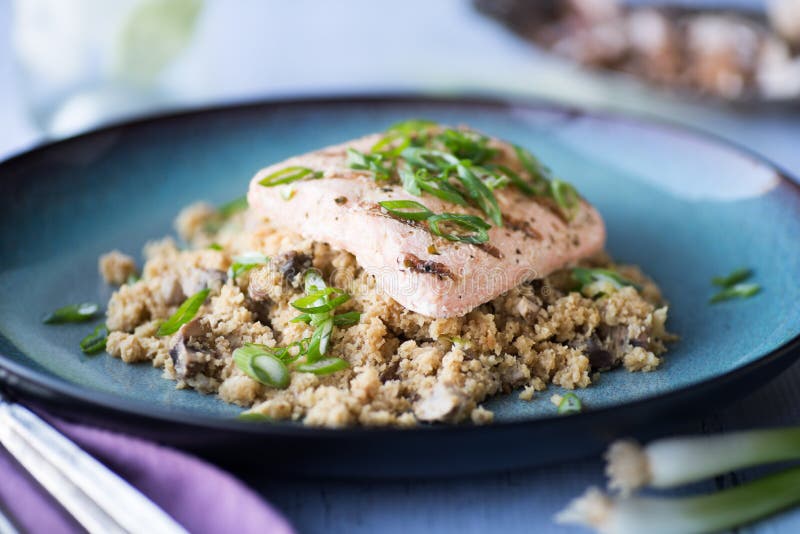 Salmon with Cauliflower Rice Stock Image - Image of fresh, miso: 49229681