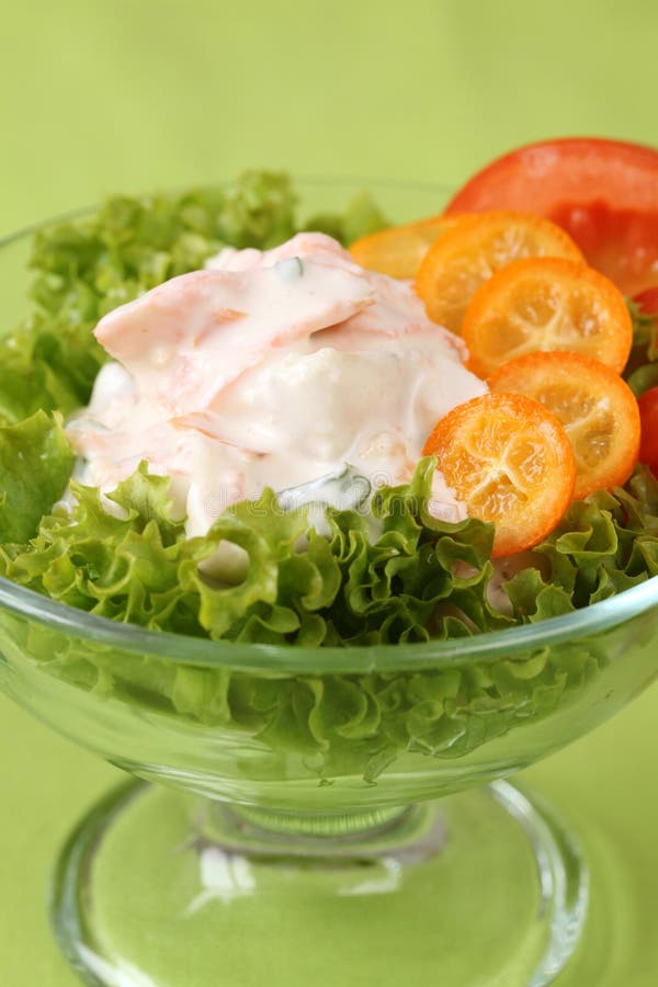 Salmon Cocktail with Kumquat and Tomato Stock Image - Image of healthy ...