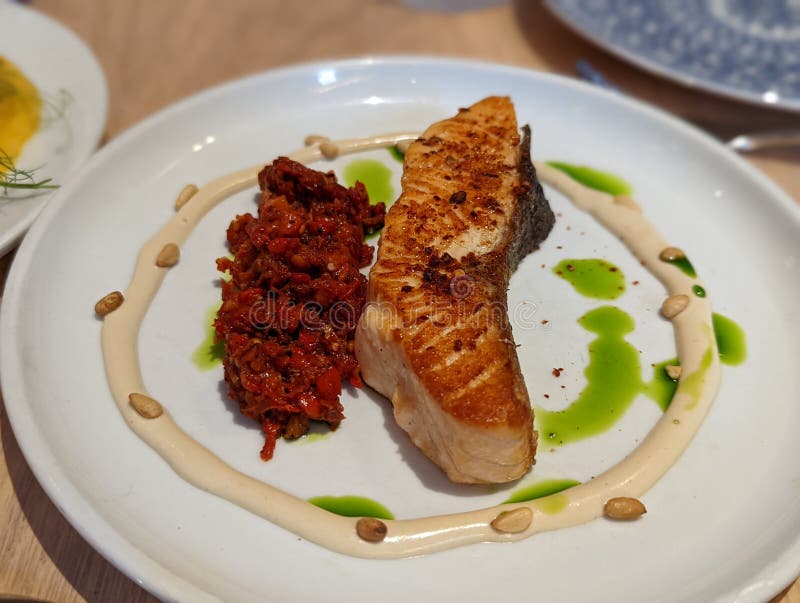 Salmon entree yummy stock photo. Image of seafood, meal - 244207056