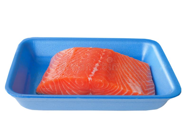 Salmon filet in box.. stock image. Image of fish, cardboard - 26320445