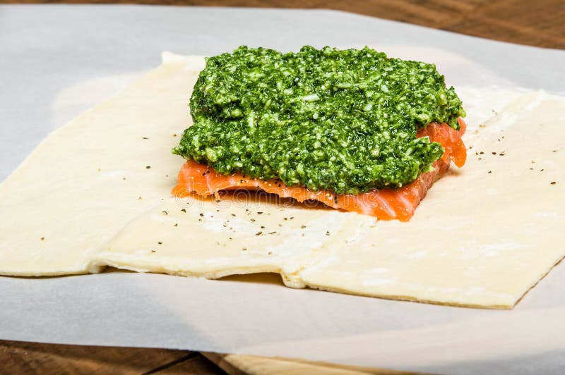 Salmon Fillet with Kale Pesto Stock Image - Image of kale, fillet: 57119531
