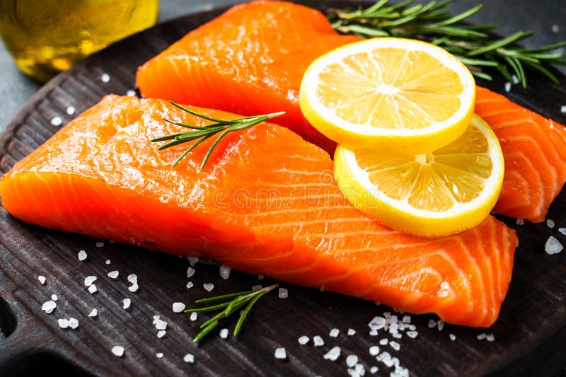 Salmon Fillet with Lemon and Spices. Stock Photo - Image of fresh ...