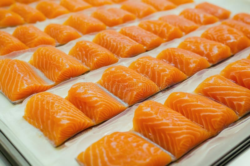 Salmon Fillets Arranged on a Kitchen Counter, Perfect for Cooking or ...