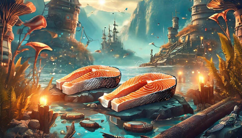 Salmon fillets stock illustration. Illustration of person - 329023598