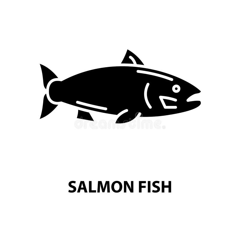 Salmon Fish Icon, Black Vector Sign with Editable Strokes, Concept ...