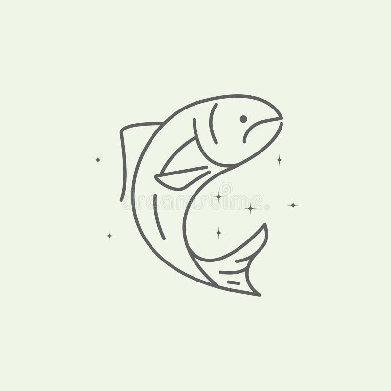 Salmon Fish Icon Logo Vector Symbol Illustration Design, Line Art Fish ...