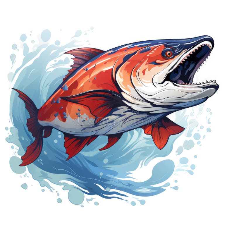 A Salmon Fish with Its Mouth Open and Its Mouth Wide Open. Stock ...