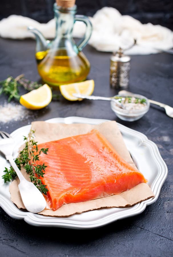 Salmon stock photo. Image of knife, fresh, seafood, eating - 122252940