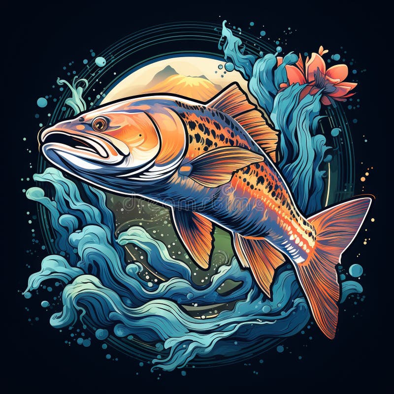 Fishing Logo Salmon Fish Icon Made with Generative AI Illustration ...
