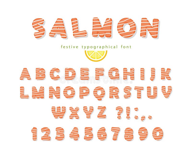 Salmon Font Isolated on White. Stock Vector - Illustration of meal ...