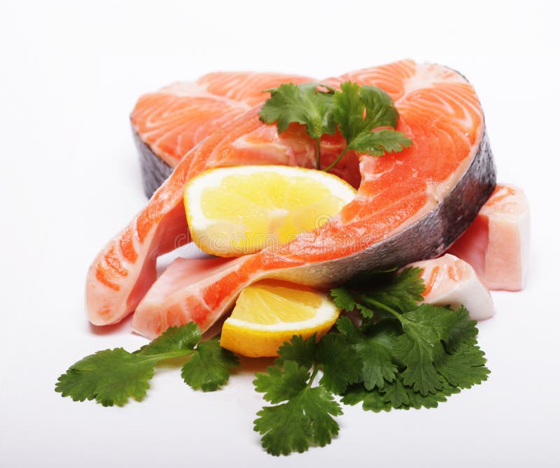 Salmon. Fresh Raw Salmon Red Fish Steak Stock Image - Image of closeup ...