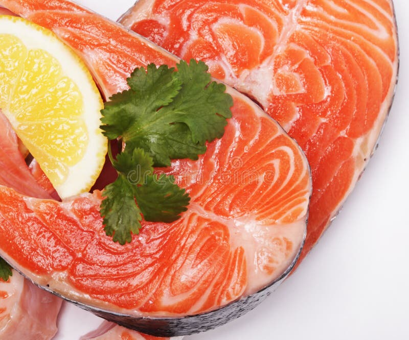 Salmon. Fresh Raw Salmon Red Fish Steak Stock Image - Image of dinner ...