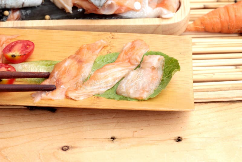 Salmon Head for Cooking and Fresh Salmon Fillets . Stock Image - Image ...