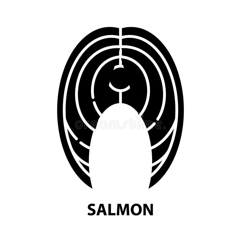 Salmon Icon, Black Vector Sign with Editable Strokes, Concept ...