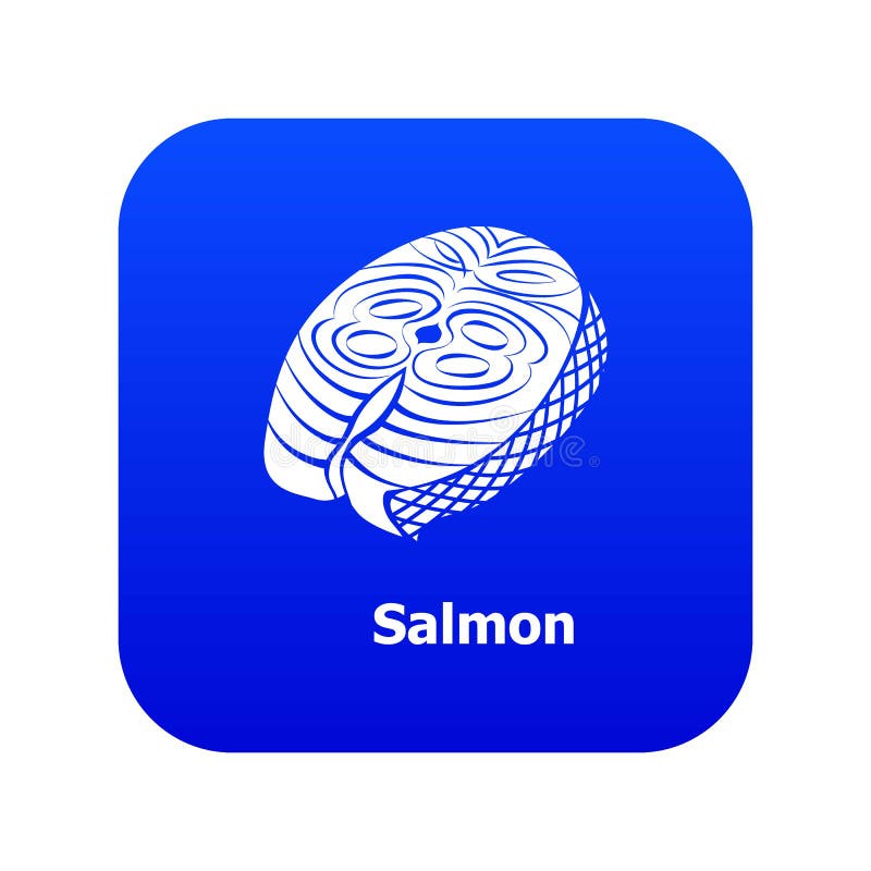 Salmon icon blue vector stock vector. Illustration of healthy - 142375103