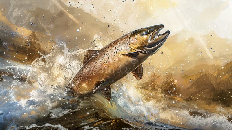 Salmon Leaping Over River Rapids Stock Photo - Image of underwater ...