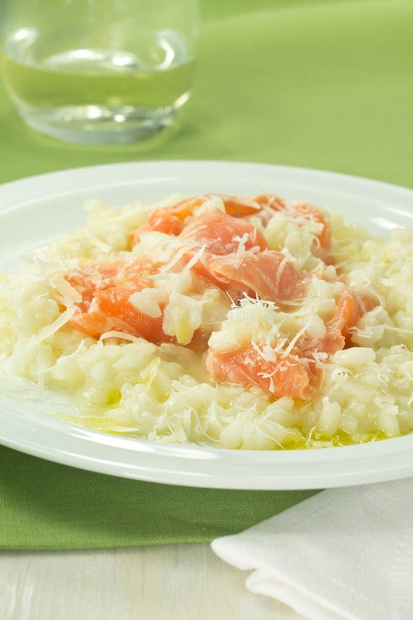 Salmon and leek risotto stock image. Image of healthy - 36024313