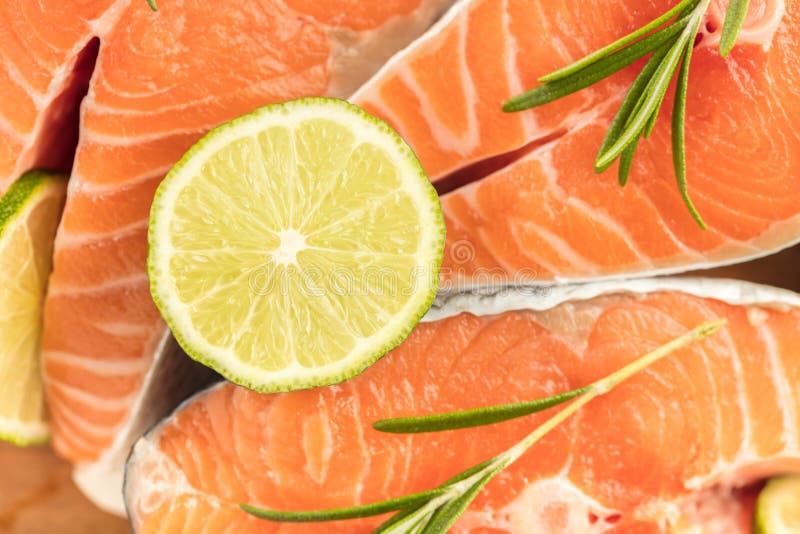 Salmon with Lemon Slice Close-up Stock Image - Image of ingredient ...