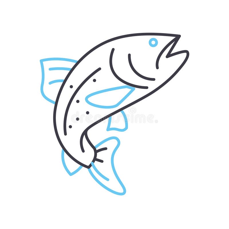 Salmon Line Icon, Outline Symbol, Vector Illustration, Concept Sign ...