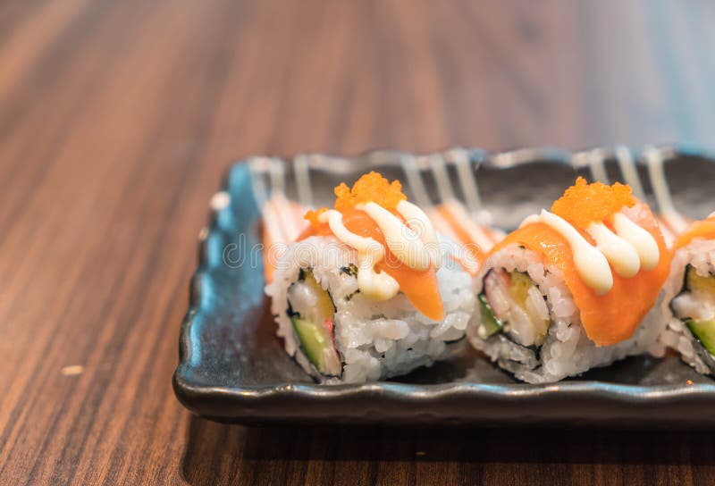 Salmon maki stock image. Image of restaurant, dinner - 89788517