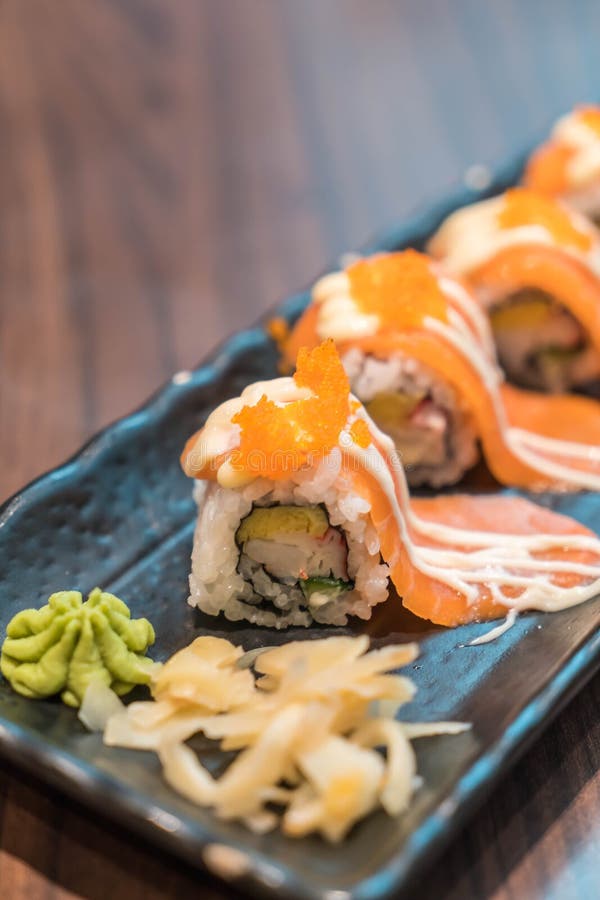 Salmon maki stock image. Image of rice, healthy, sushi - 89820603