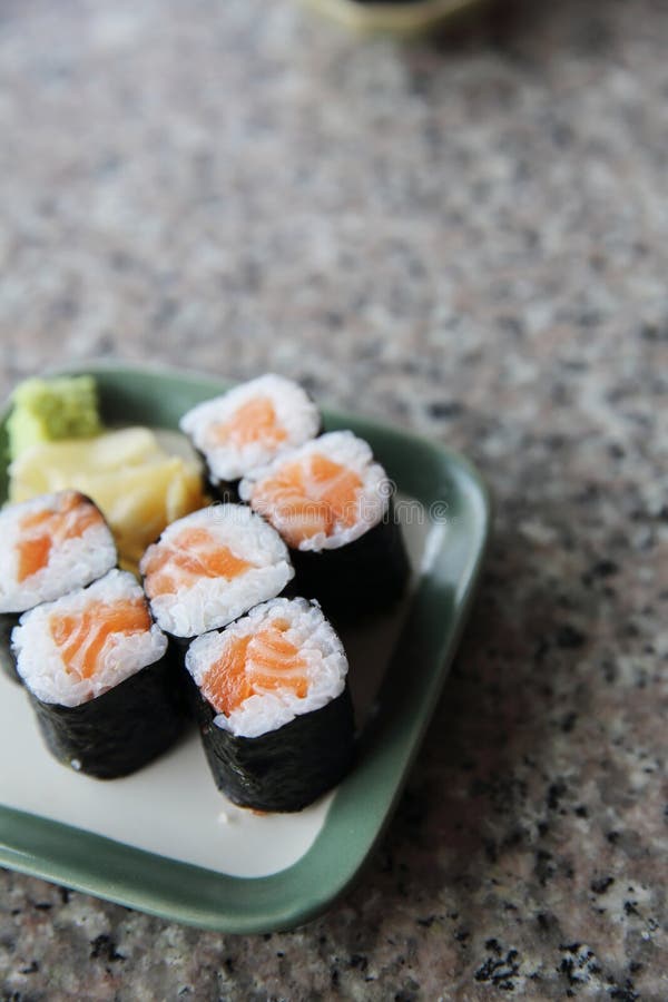 Salmon Maki sushi stock image. Image of asian, japan - 136996005