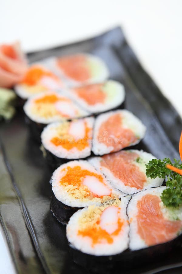 Salmon Maki sushi stock photo. Image of plate, fish, lunch - 29902148