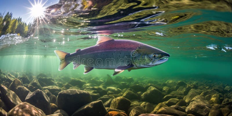 Salmon Navigating through the River Currents , Concept of Predator-prey ...